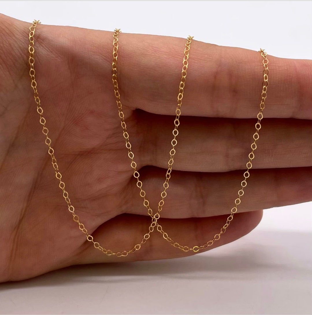 Gold Filled Bulk Chains, Group of 50 Pieces, 24 Inch Length, 1.5mm Flat ...