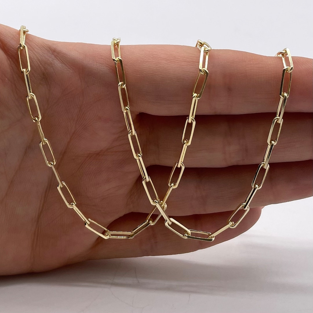 18 Inch 14K Gold Over Sterling Paperclip Necklace, Vermeil Paperclip ...