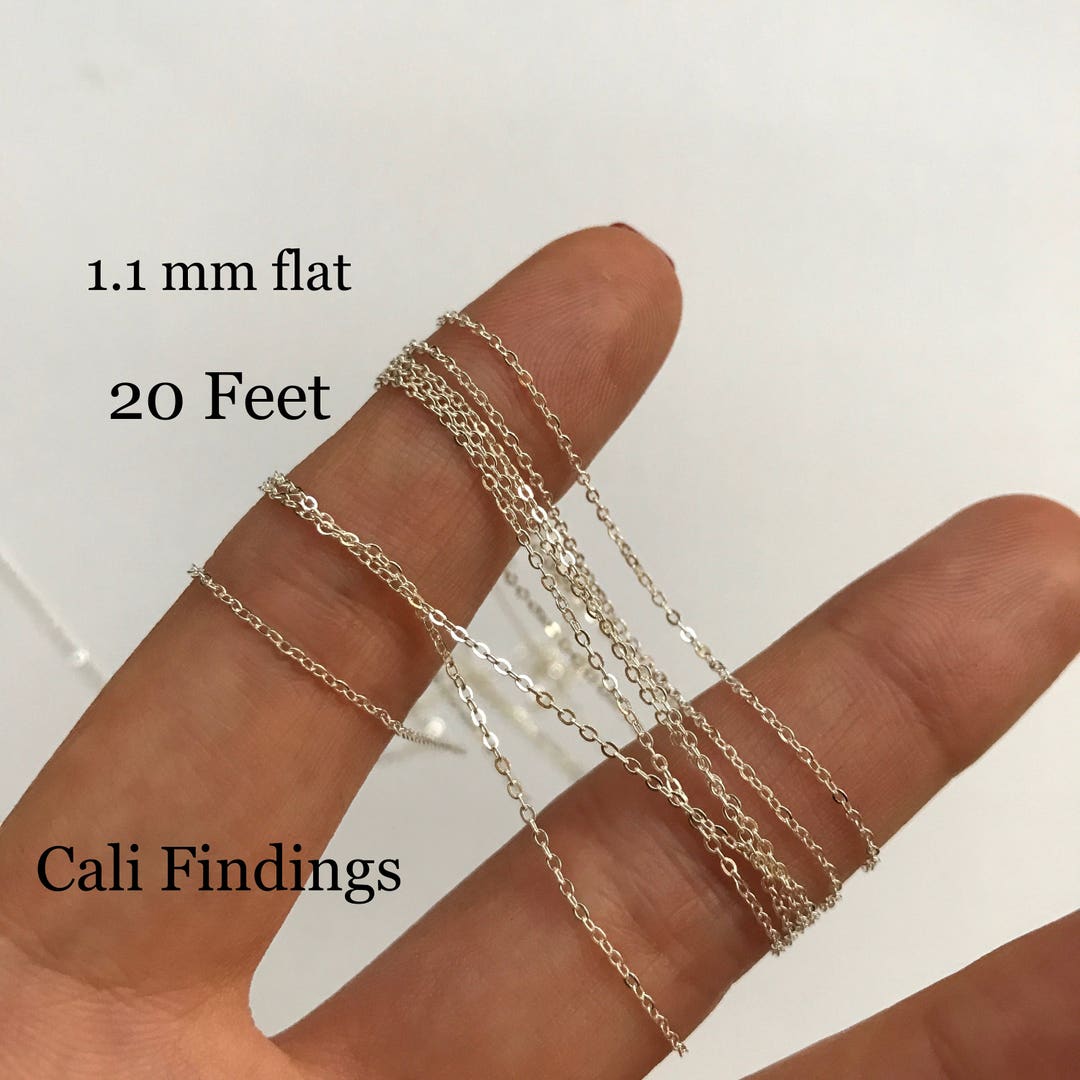 1.1mm Sterling Silver Flat Cable Chain 20 FEET Shiny - Etsy