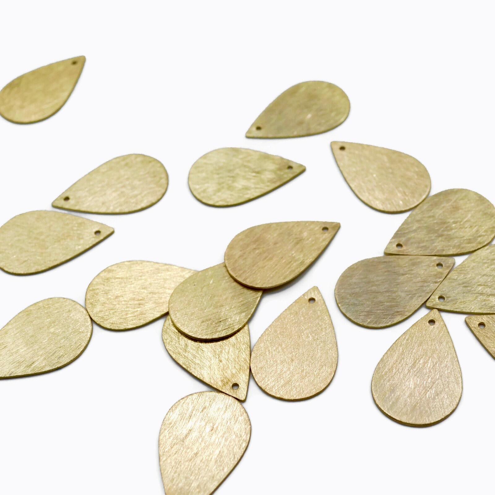 Gold Teardrop Charm Gold Plated Brushed Textured Teardrop | Etsy