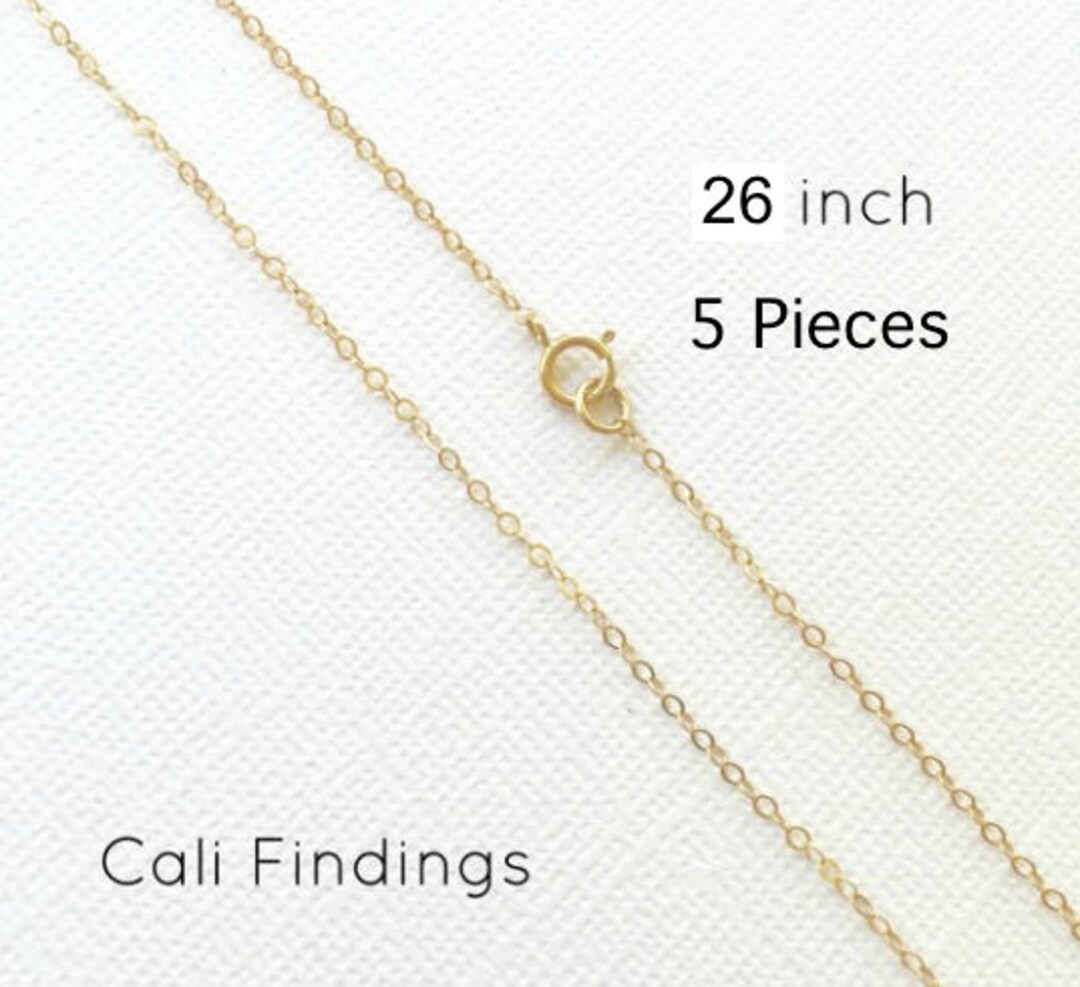 5 Pieces 26 14K Gold Fill Chain, Finished Flat Cable Chain Necklace 1 ...