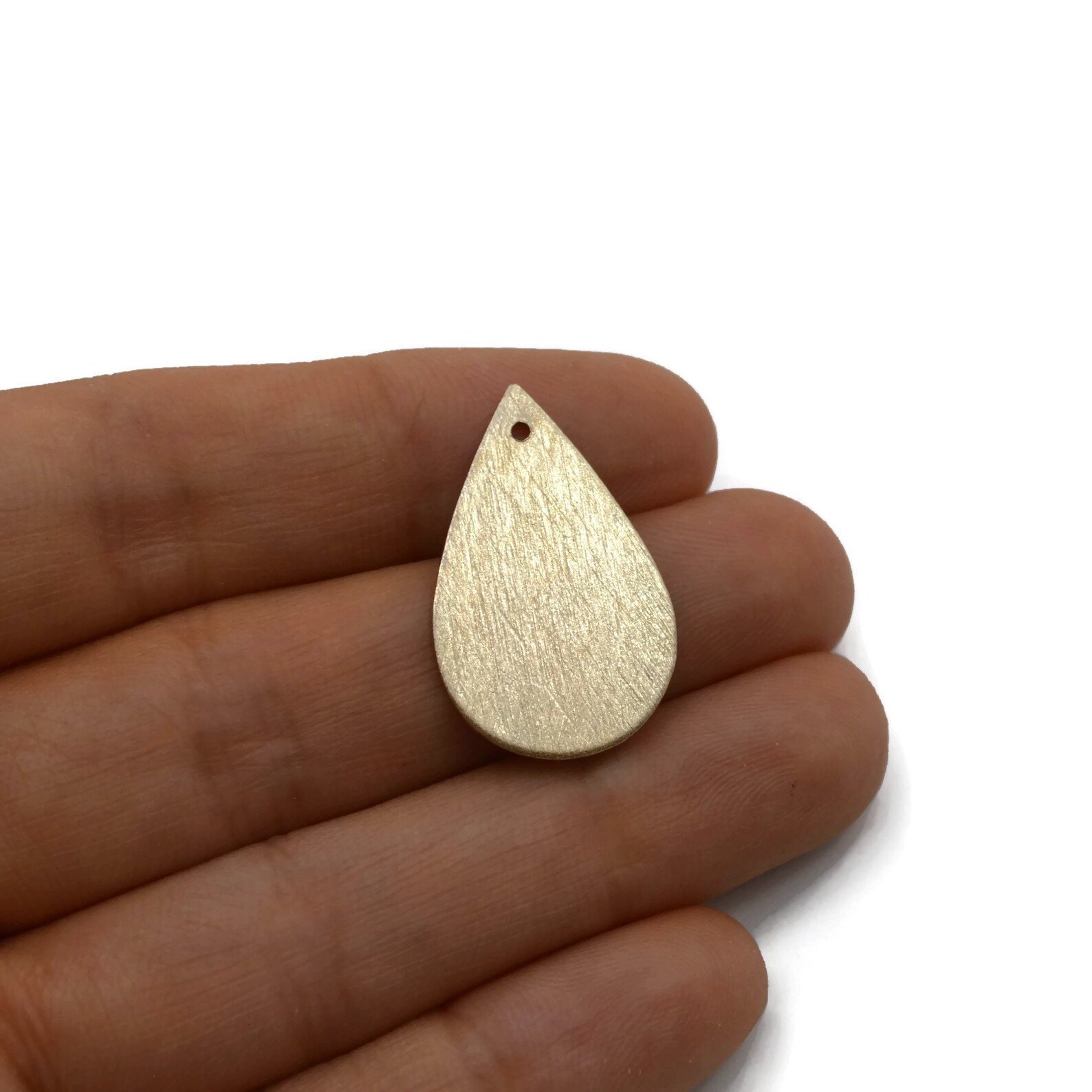 Gold Teardrop Charm Gold Plated Brushed Textured Teardrop - Etsy