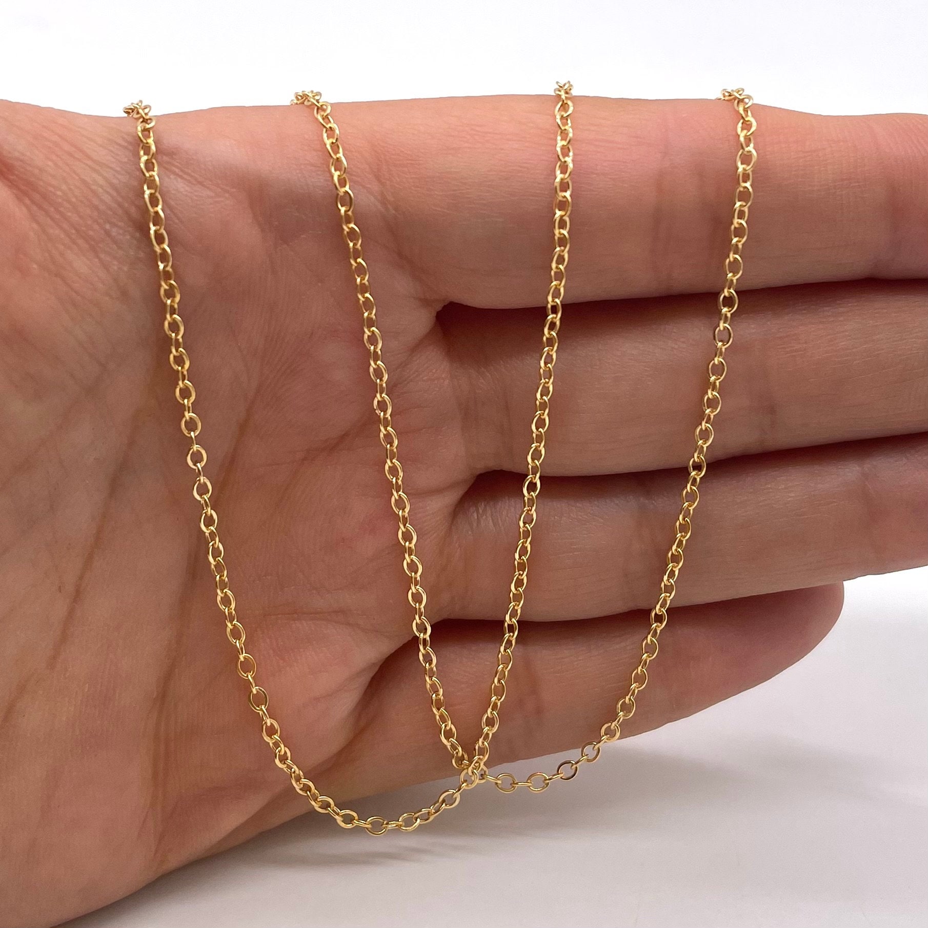 14K Gold Filled 2mm Heavy Weight Flat Cable Chain Finished - Etsy