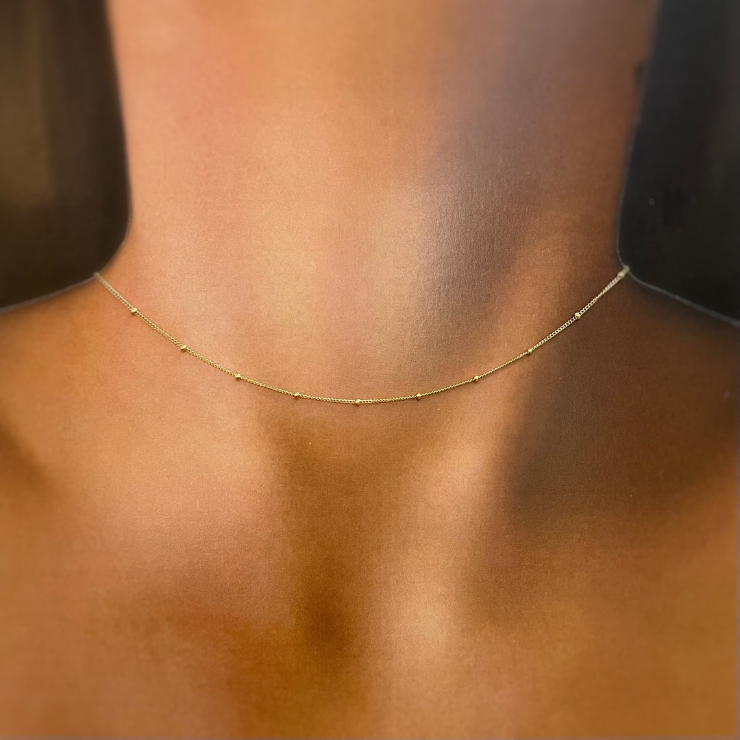 14K Gold Filled Satellite Necklace by Cali Findings, Curb Chain With ...