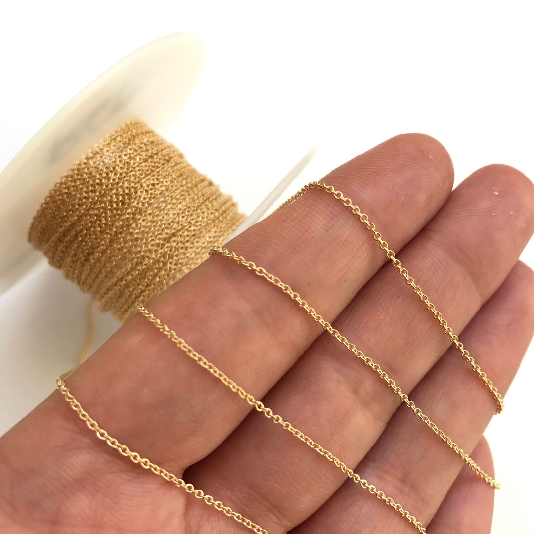 1.1mm 14K Gold Fill Round Cable Chain - 100 FEET - Strong Dainty Chain ...