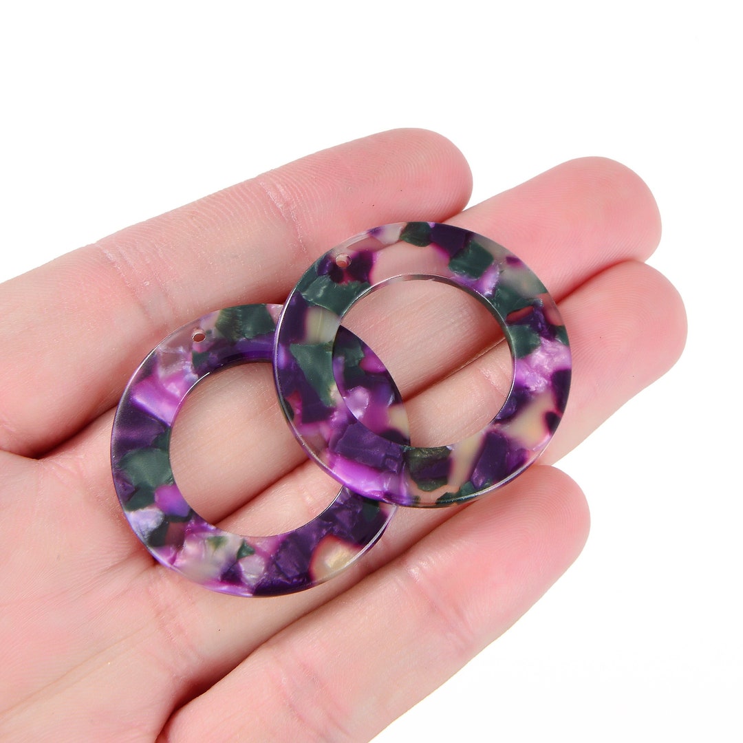 Purple & Multicolor Tortoise Shell Ring Circle Marble Acetate - Etsy
