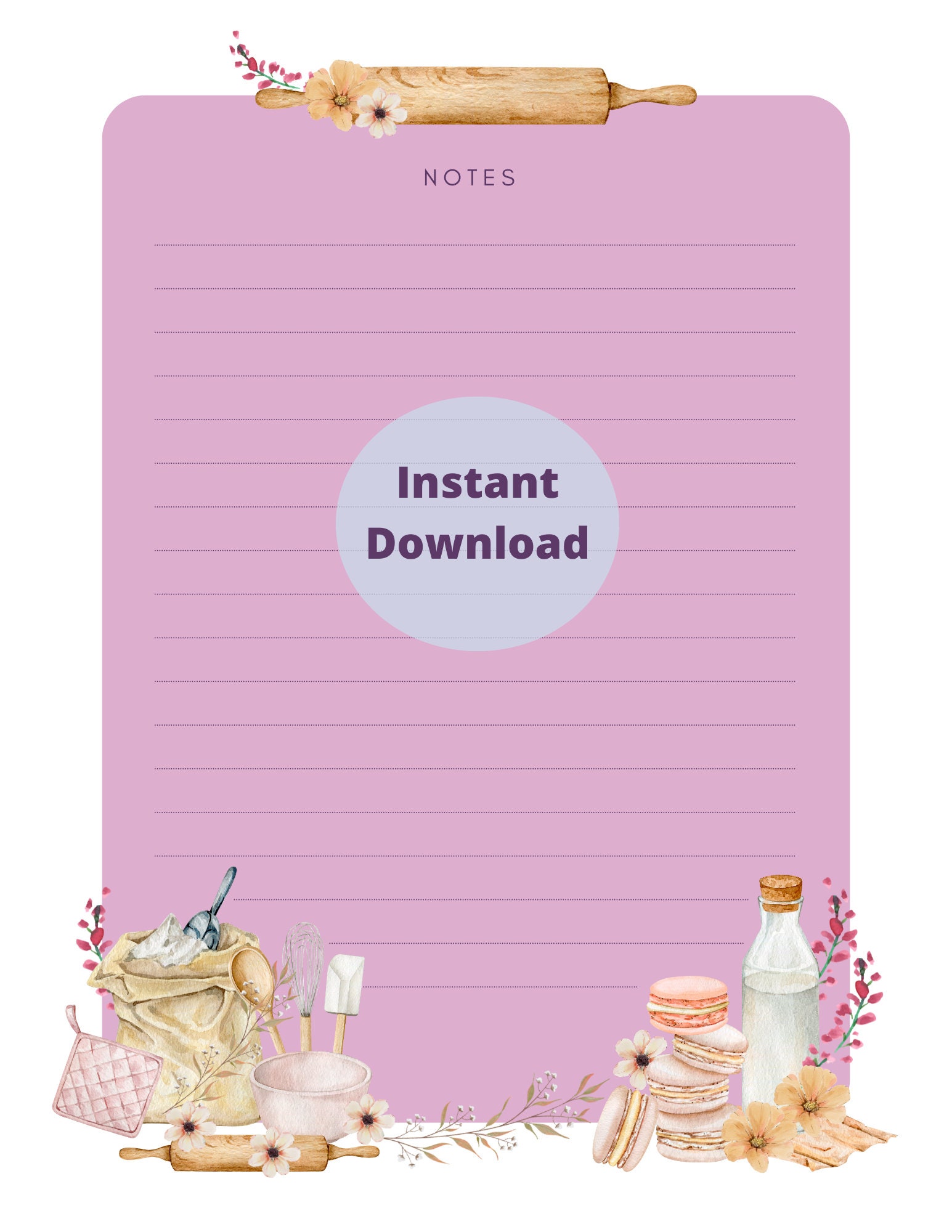 Recipe Page Template, Printable Recipe Pages, Cook Book, Blank Recipe ...