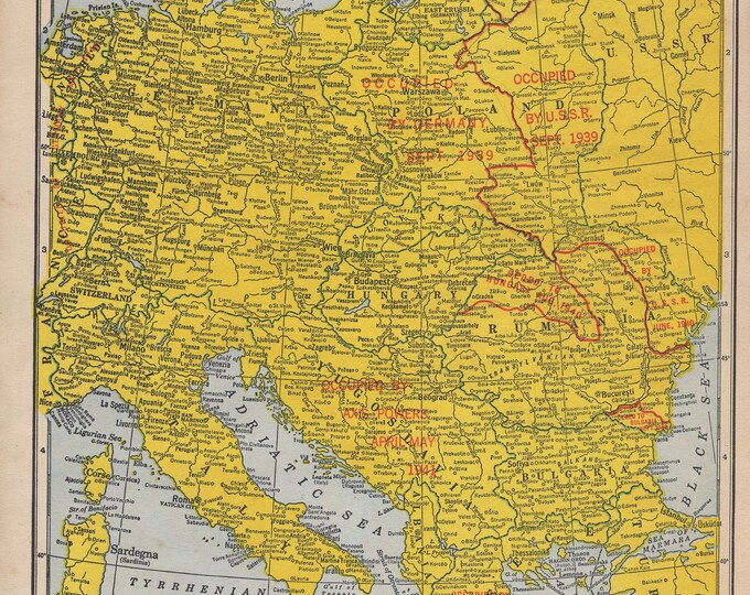 Atlas Map of the USSR (russia) and Europe With 1939 and 1941 Boundary ...