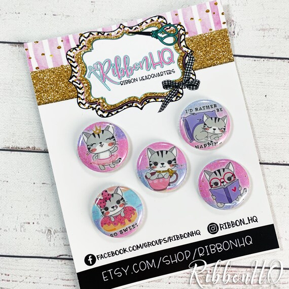 1 Kitten Themed Flat Back Buttons Animals Buttons | Etsy