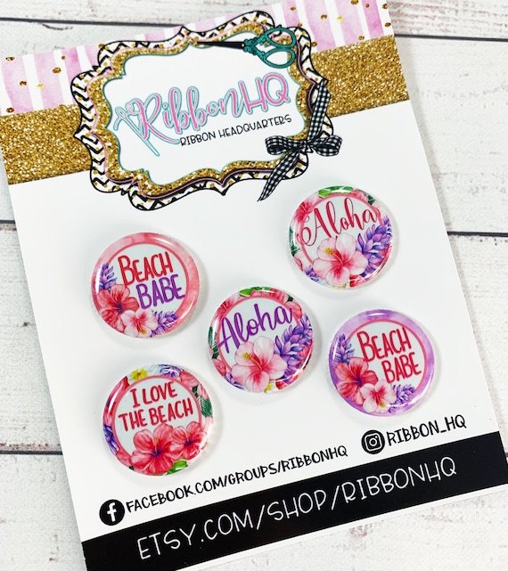 1 Hibiscus Themed Flat Back Buttons Aloha Buttons - Etsy