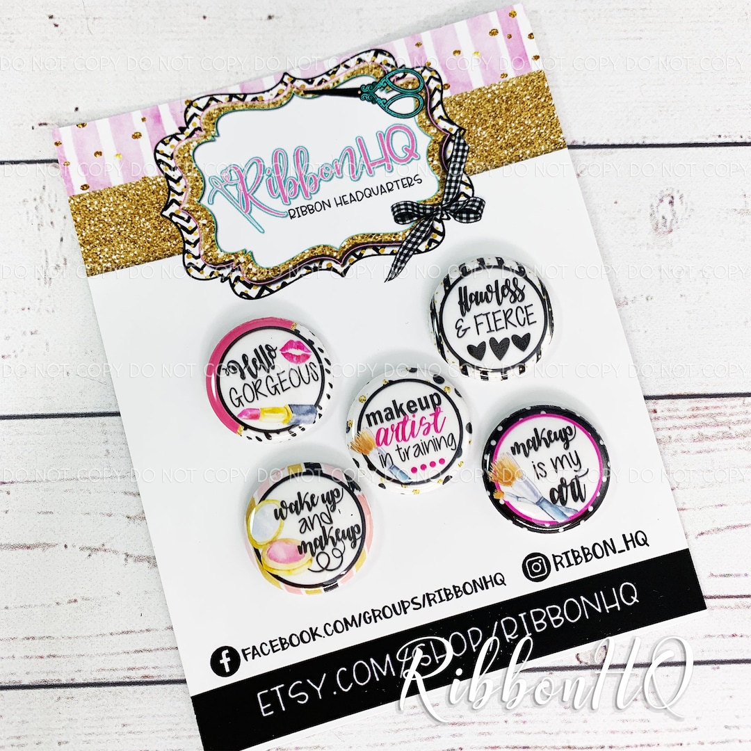 1" Makeup Themed Flat Back Buttons- Buttons- Centers- Embellishments ...
