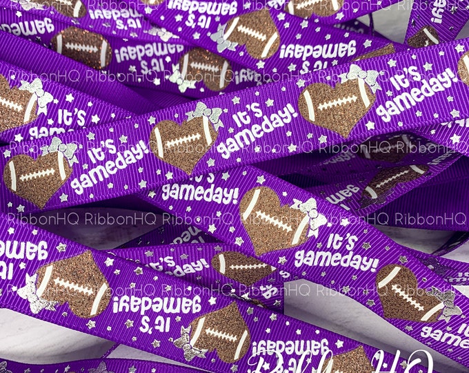 7/8" It's Gameday! Ribbon - Football Season- Grosgrain Ribbon ...