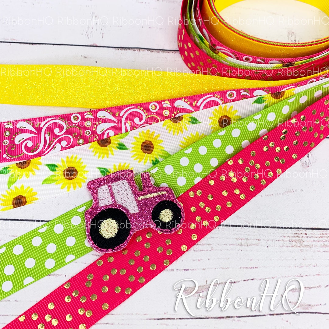 Tractor Hair Bow Kit, Farm Life, Pink Tractor, Supply Kit, USDR Ribbon ...