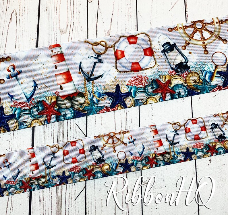 Nautical Inspired Ribbon-heat Transfer Grosgrain Ribbon - Etsy