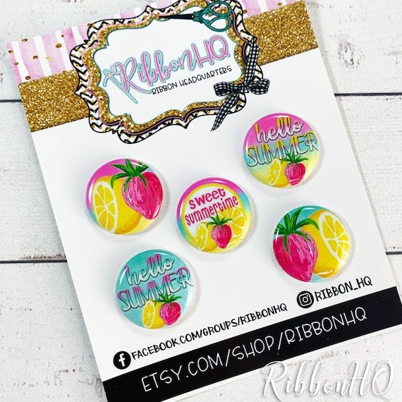 1 Hello Summer Themed Flat Back Buttons Buttons | Etsy