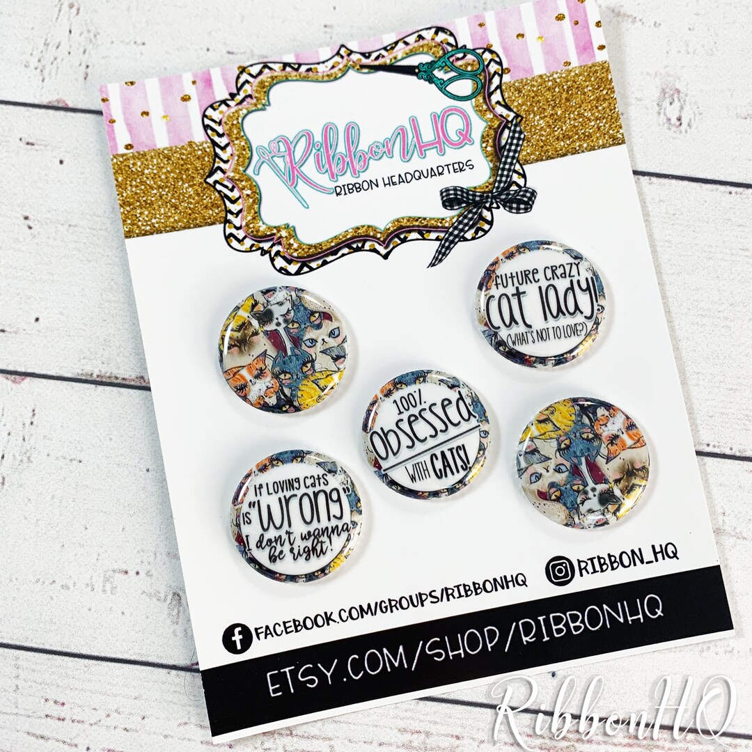 1 Cat Themed Flat Back Buttons Animals Buttons - Etsy