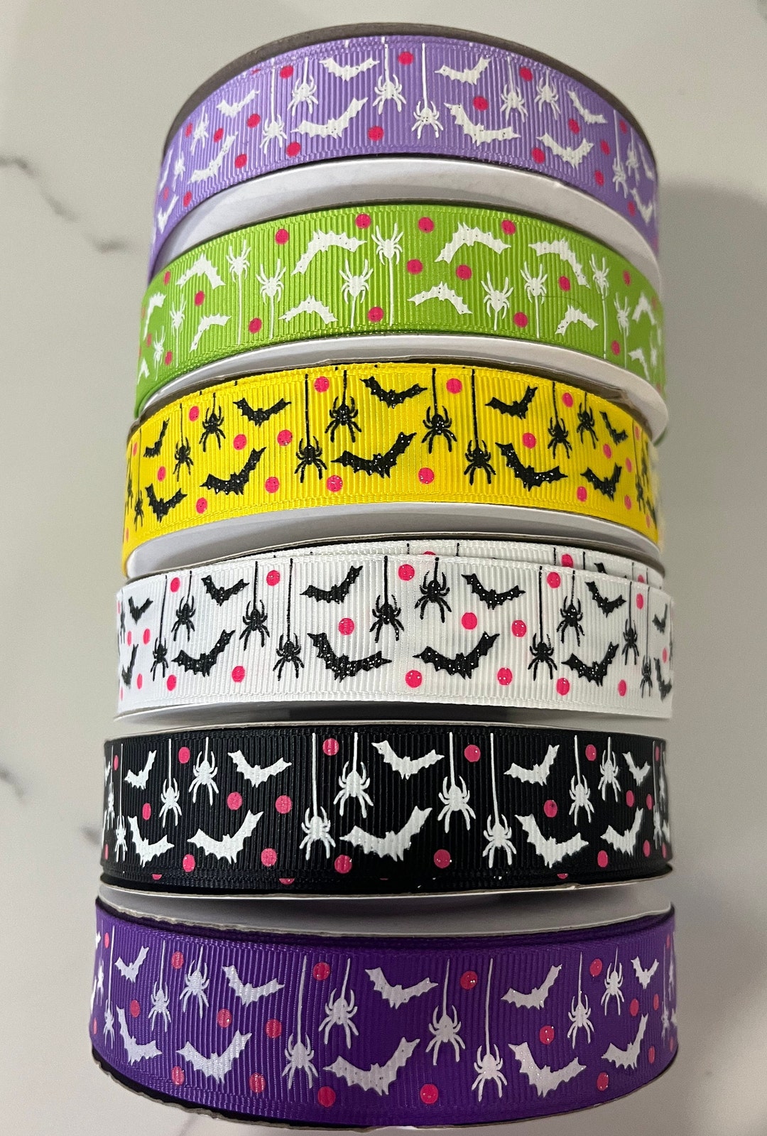 Halloween Bat Ribbon-grosgrain Ribbon- Ribbon for Halloween Bows- Fall ...