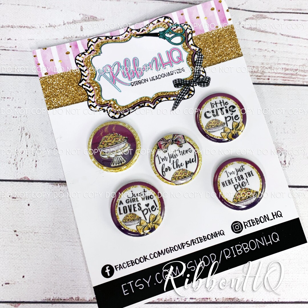 1" Pie Themed Flat Back Buttons-buttons- Centers- Embellishments- Flat ...