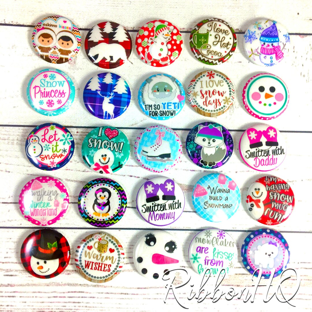 1" Random Winter Flat Back Button- Buttons- Centers- Embellishments ...