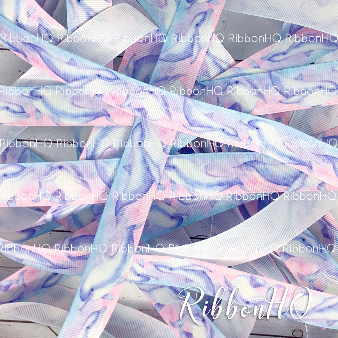 7/8" and 1.5” Dolphin Ribbon, Ocean Ribbon, Ribbon With Dolphins ...