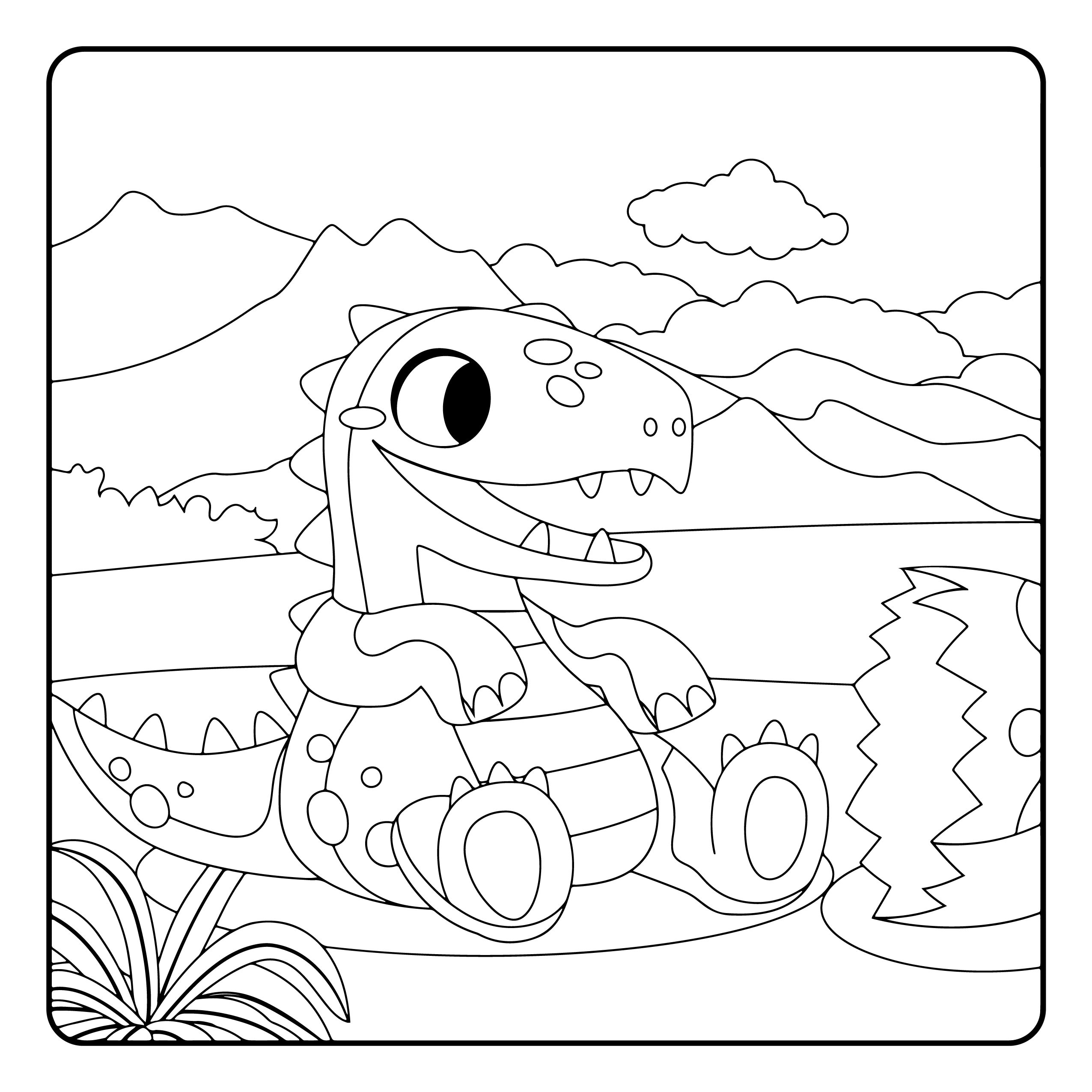 Dino Coloring Pages - Etsy
