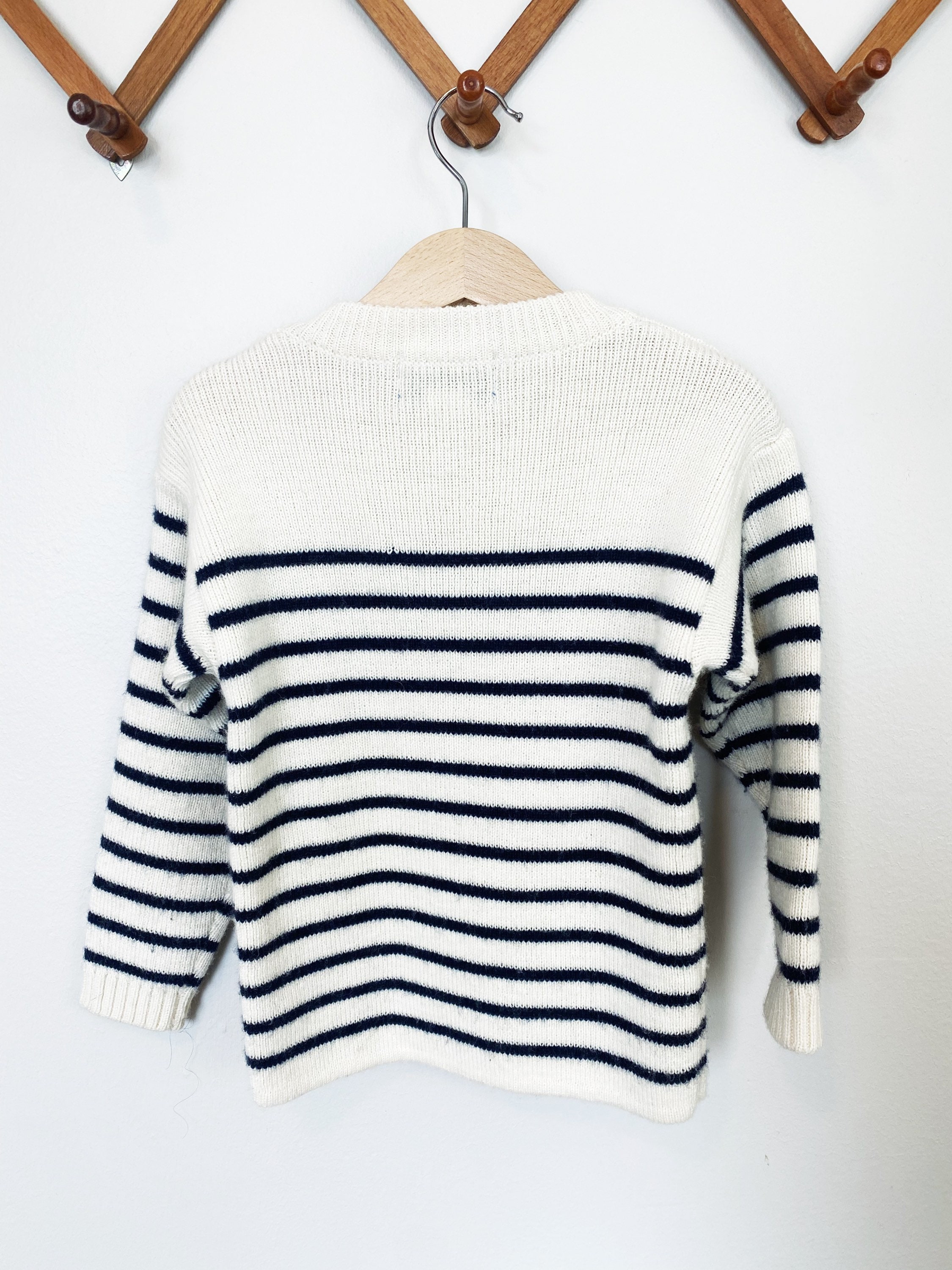Vintage French Wool Blend Navy Blue and White Striped Sweater - Etsy