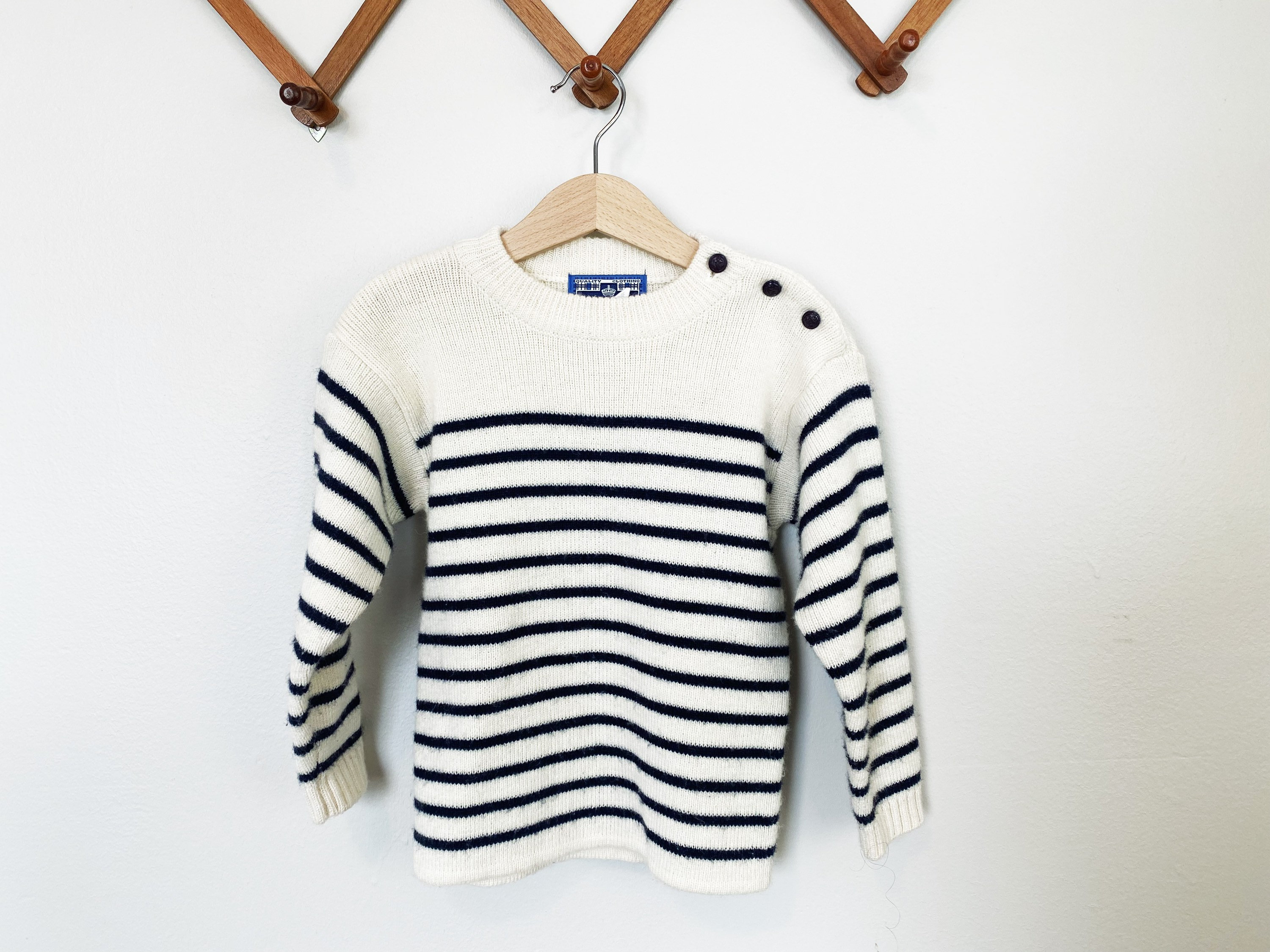 Vintage French Wool Blend Navy Blue and White Striped Sweater - Etsy