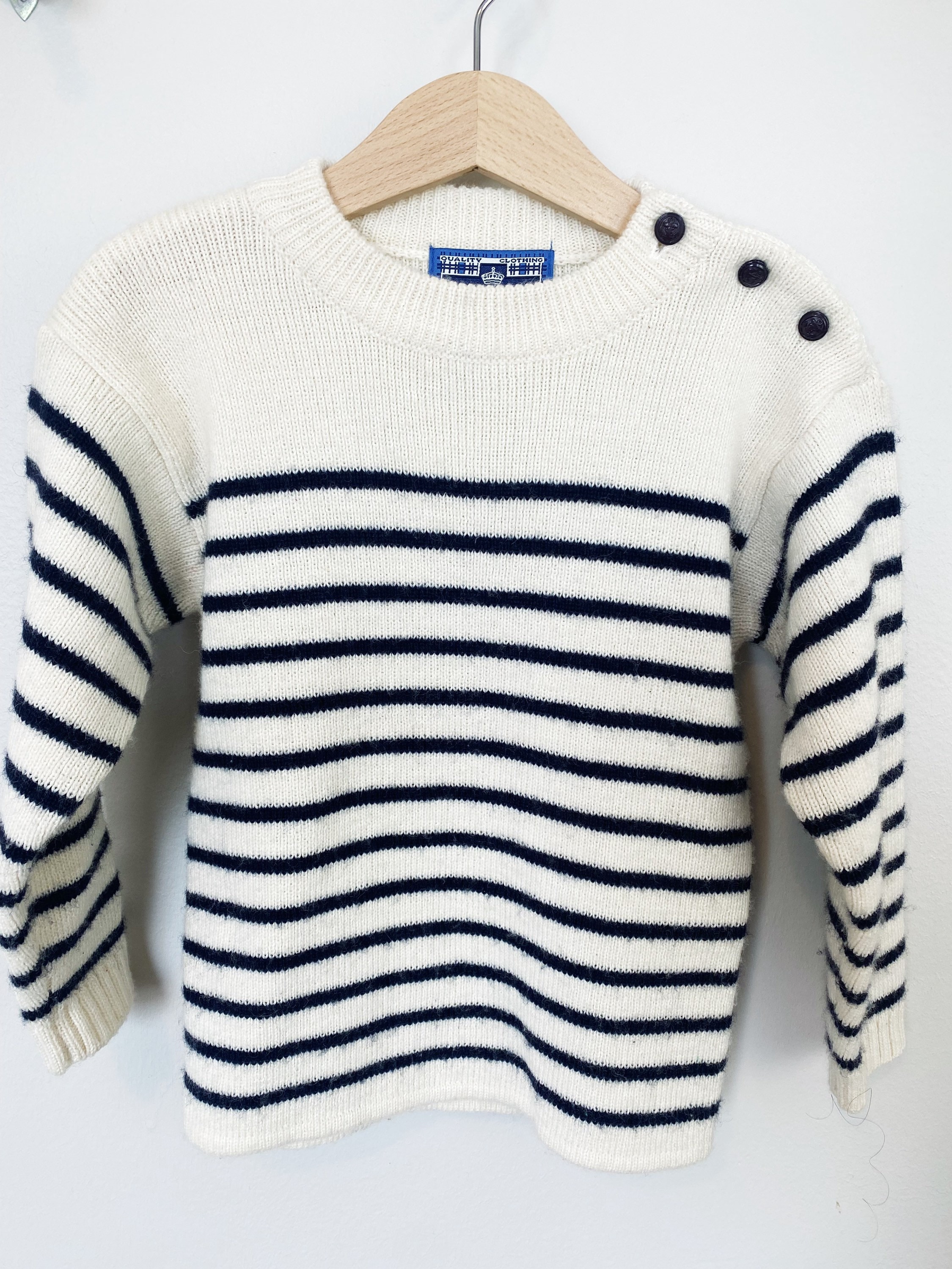 Vintage French Wool Blend Navy Blue and White Striped Sweater - Etsy