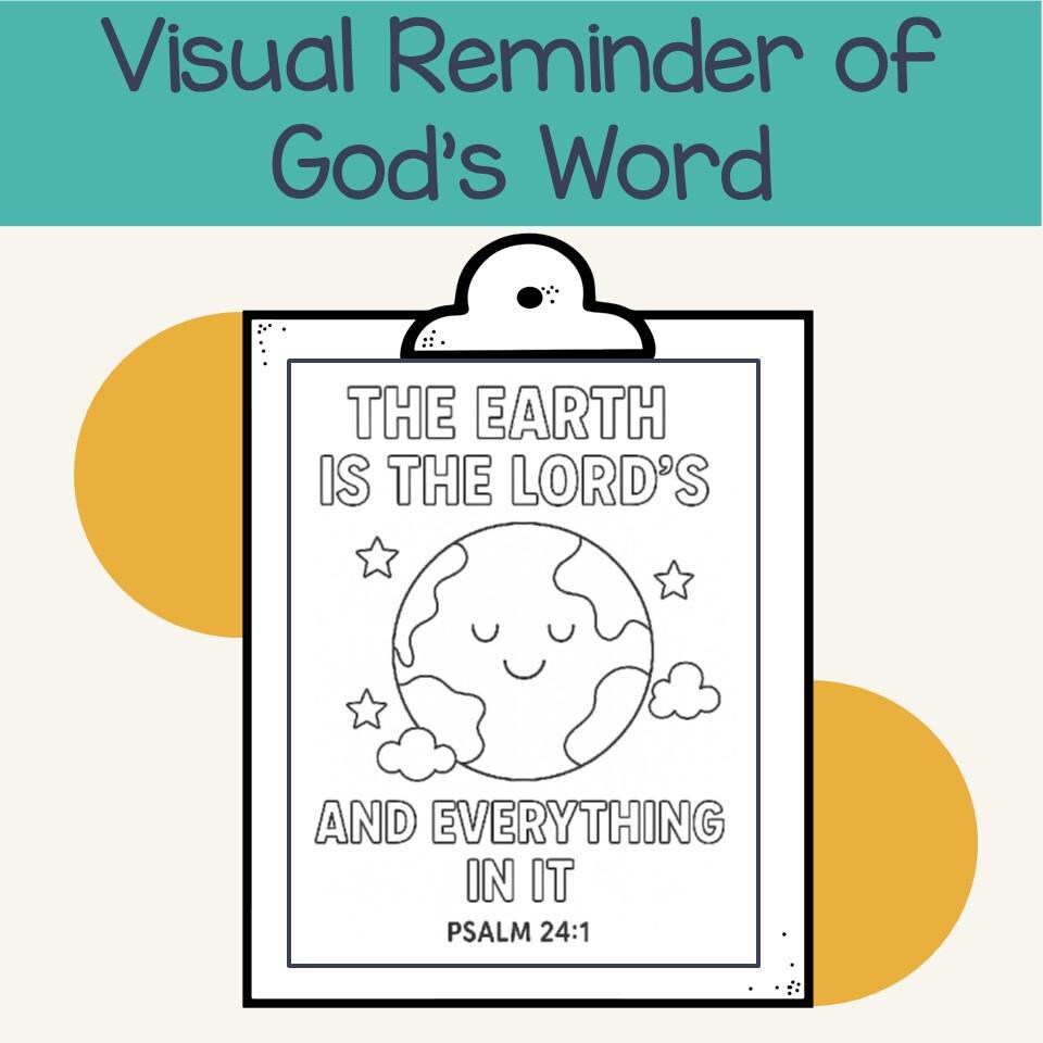 Psalm 24:1 Bible Verse Coloring Page | Christian Kids Printable ...