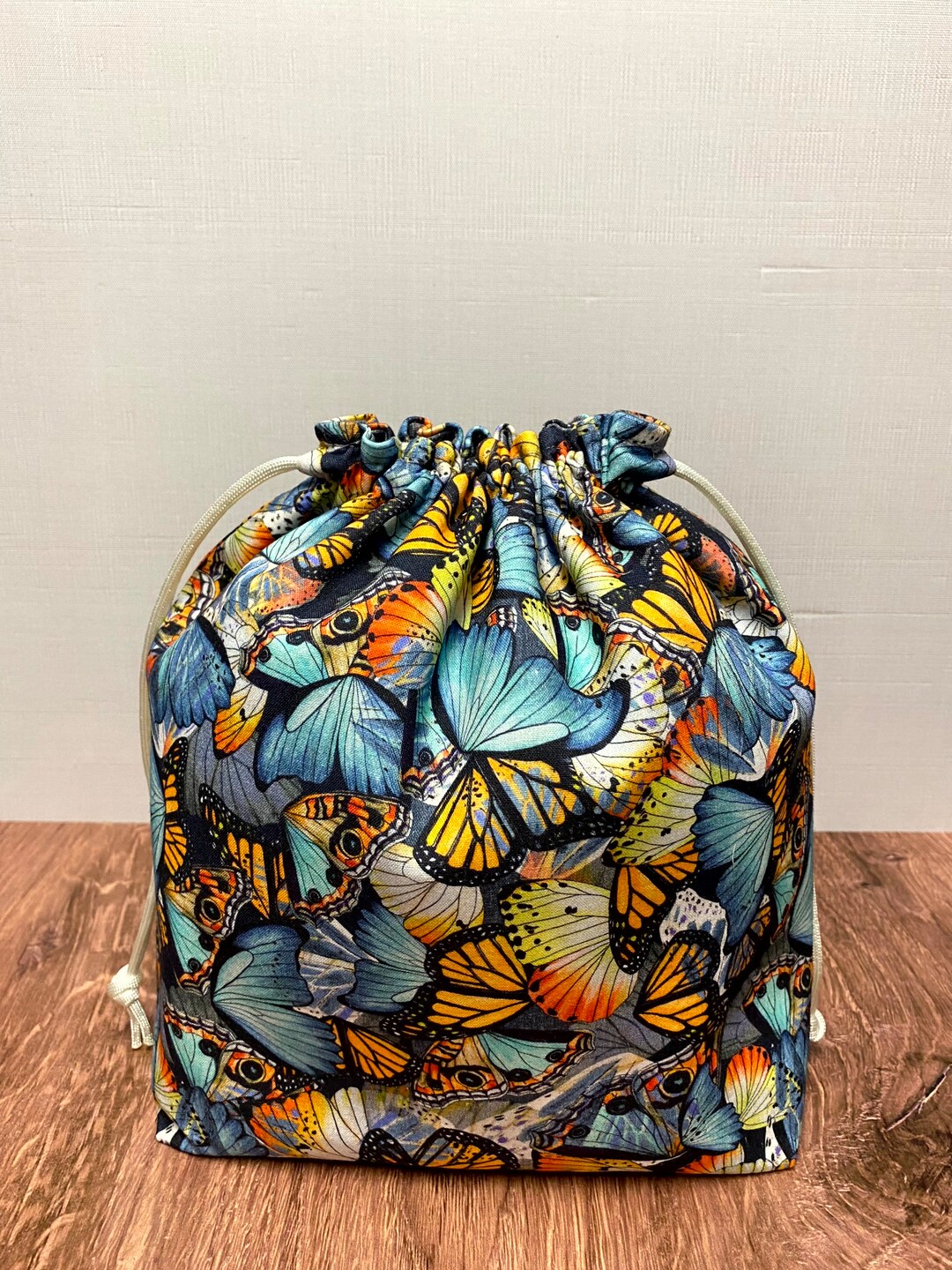 Butterfly Project Bag - Drawstring Bag – Knitting Bag – Crochet Bag ...