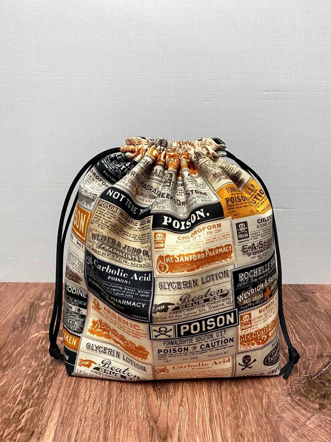 Halloween Project Bag Handmade Drawstring Bag Crochet Bag Cross Stitch ...