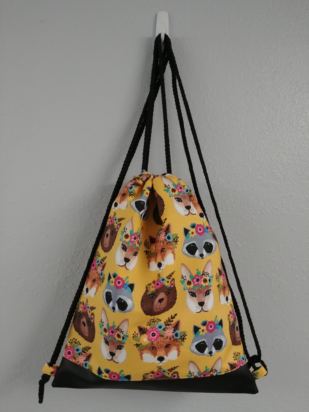 Woodland Drawstring Bag Handmade Drawstring Bag Drawstring Backpack