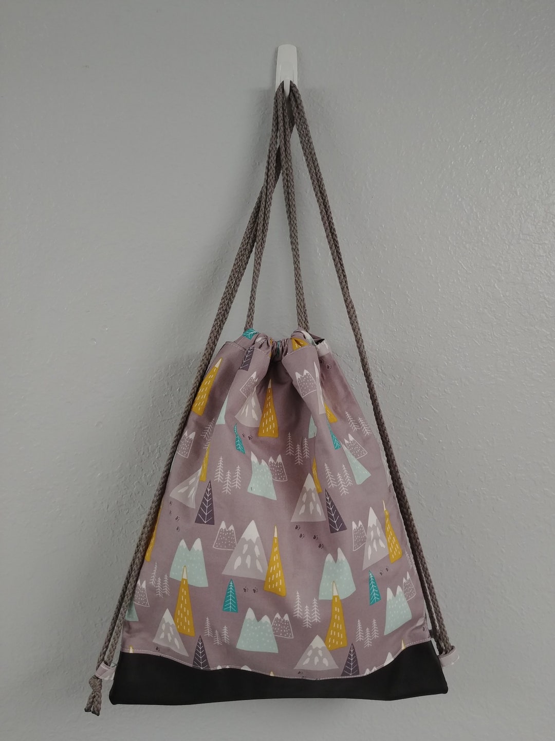 Mountain Drawstring Bag - Handmade Drawstring Bag – Drawstring Backpack ...