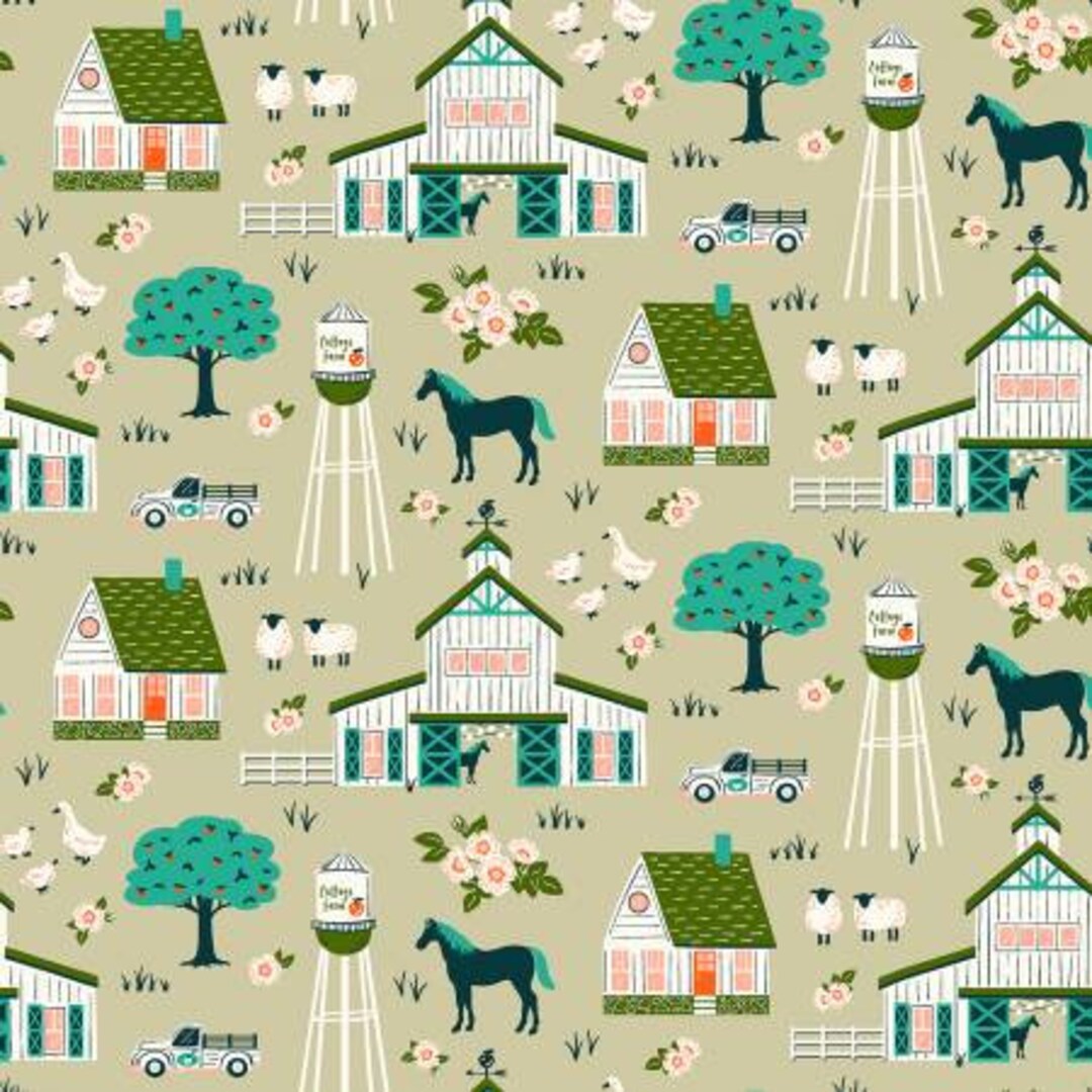 Windham Cottage Farm Fabric - Natural Cottage Farm Vignette - 53249-2 ...