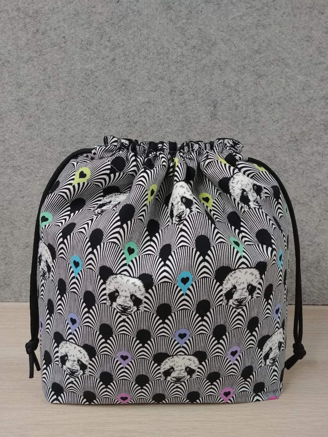 Panda Project Bag Handmade Drawstring Bag Knitting Bag Crochet Bag Toy ...