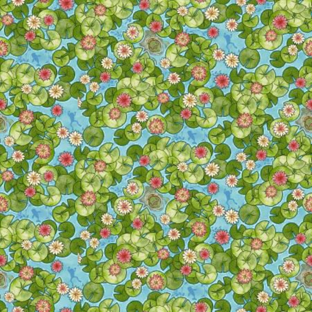 Henry Glass Lily Pad Fabric - Green Lily Pads Allover - River Romp ...