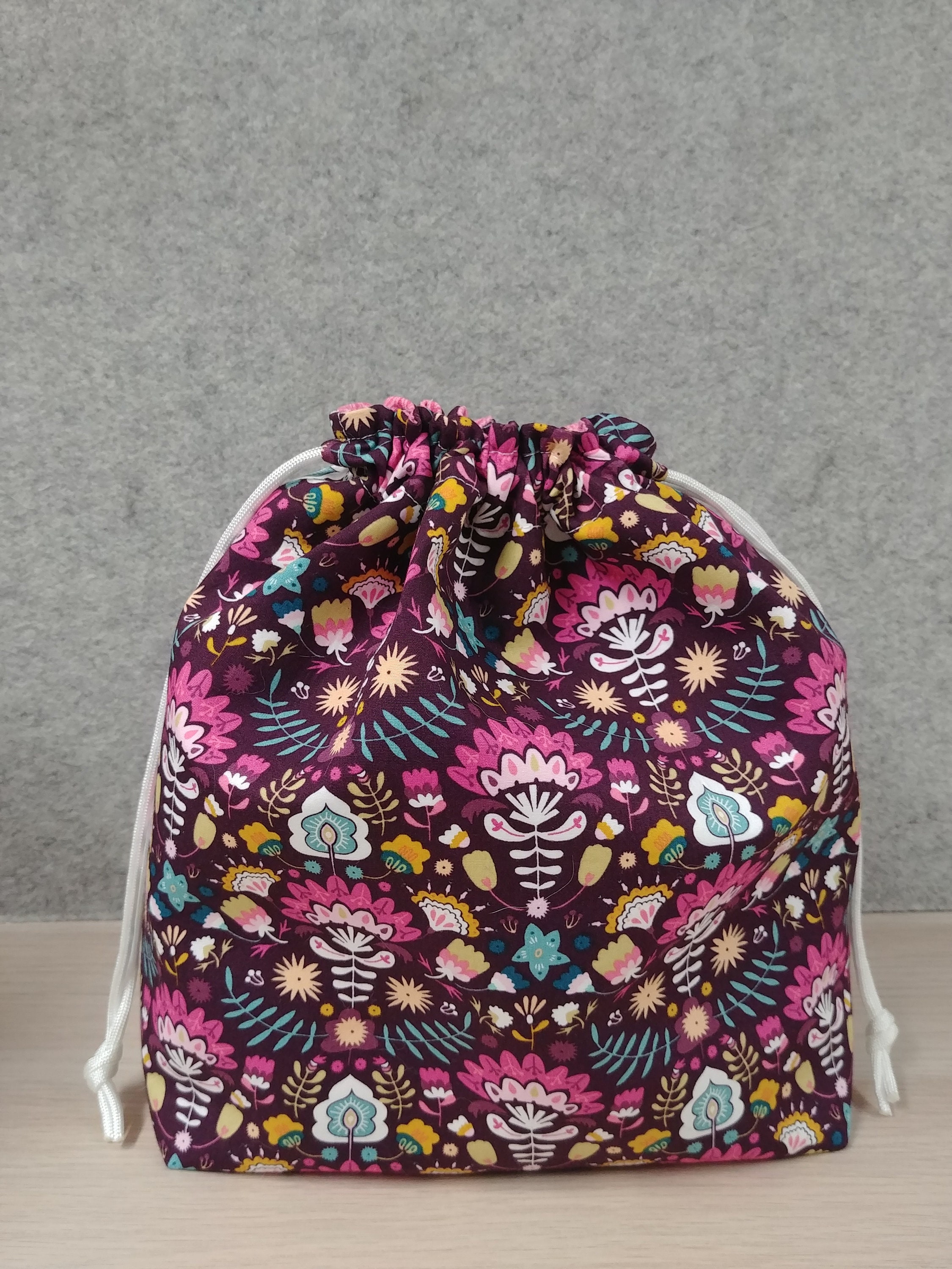 Flower Project Bag Handmade Drawstring Bag Knitting Bag - Etsy.de