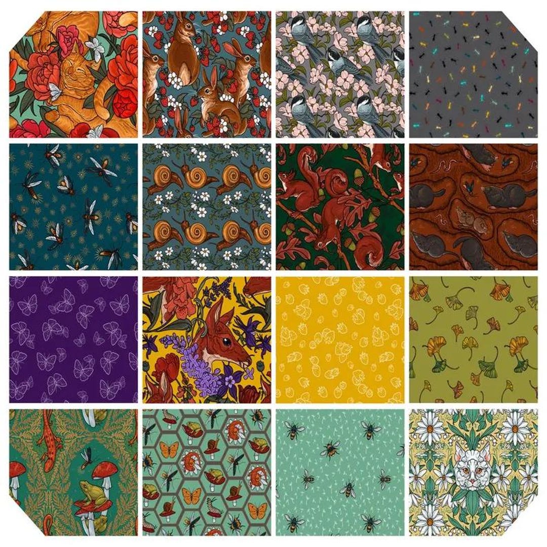 Free Spirit Rachel Hauer Fat Quarters - Garden Bed - 16 Fat Quarters ...