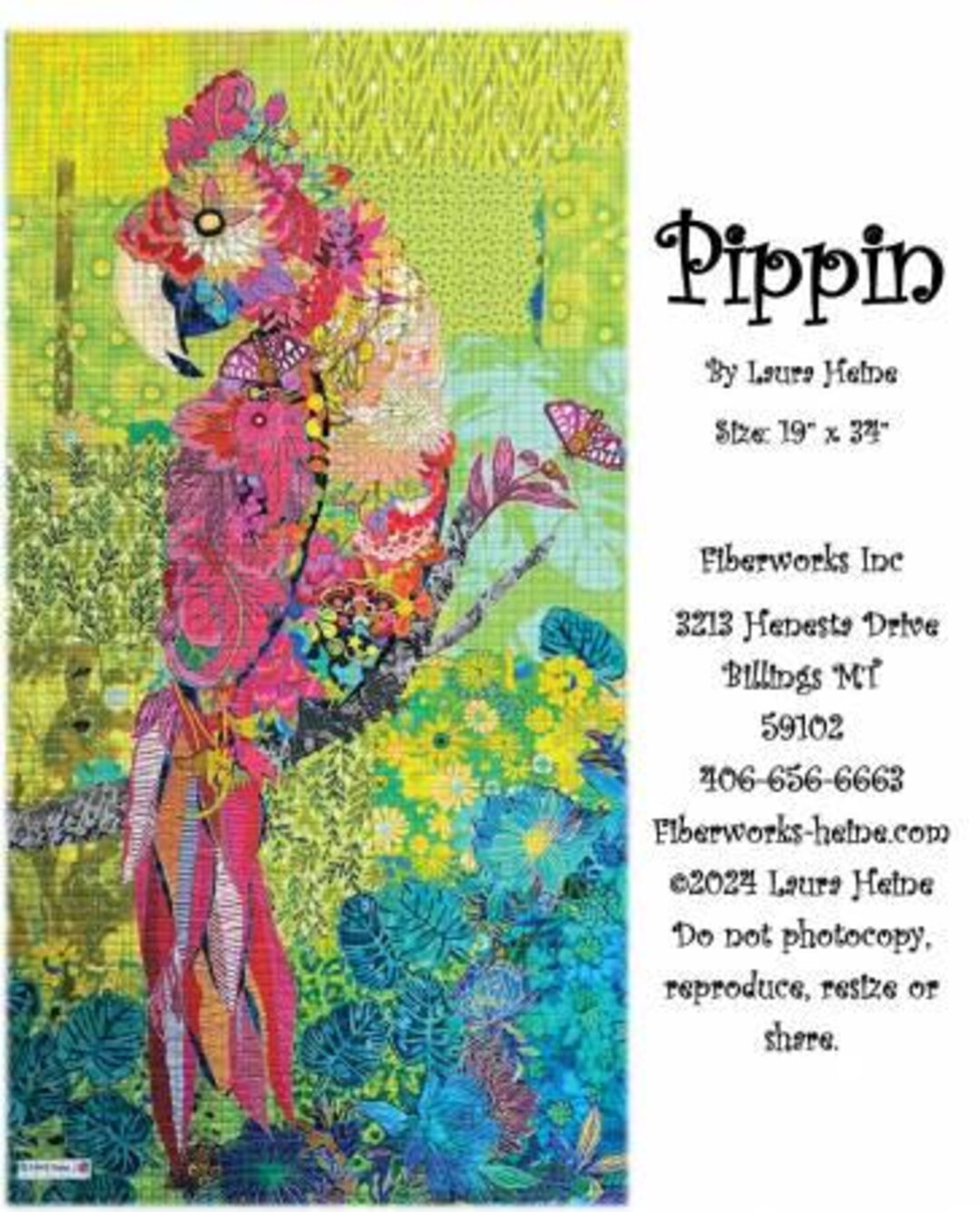 Laura Heine Parrot Collage Pattern - Pippin Parrot - #FWLHPPN ...