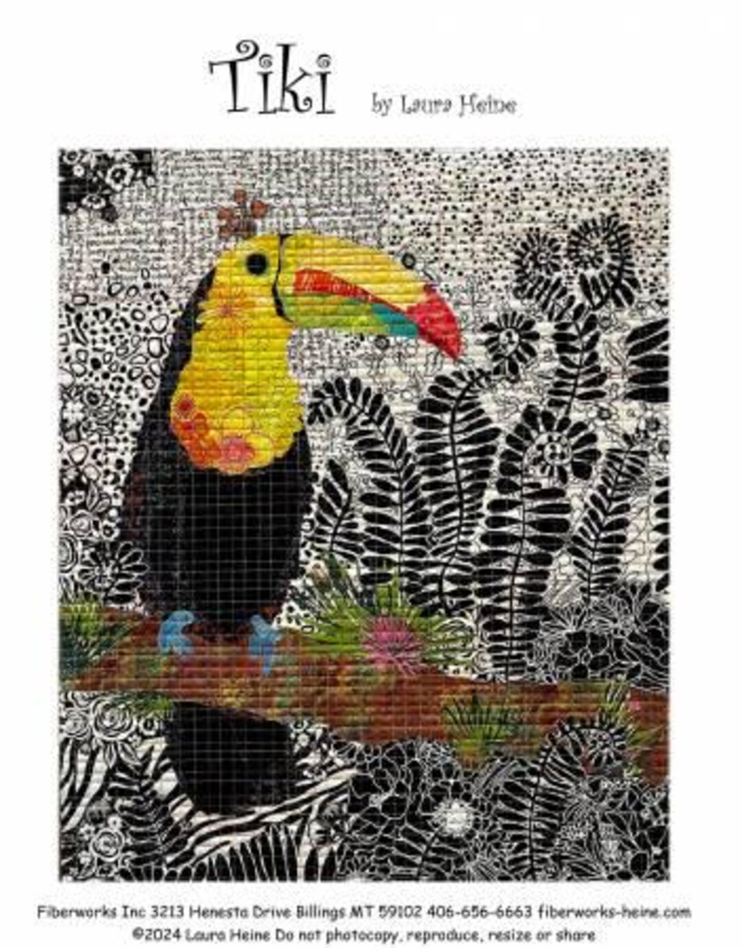 Laura Heine Tiki Toucan Collage Pattern - #LHFWNOLA - Fiberworks Inc ...