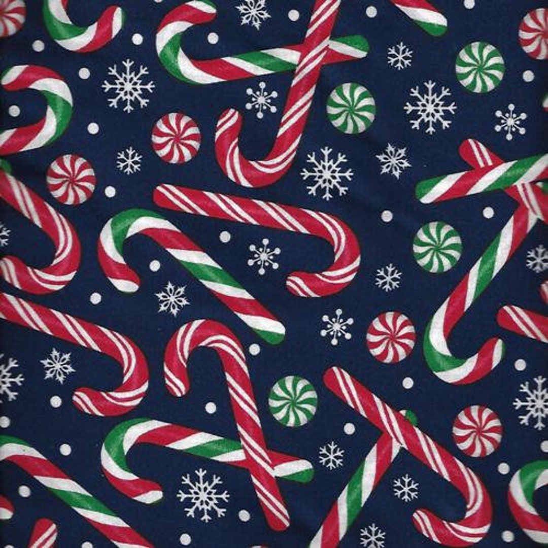 Fab Arts Candy Cane Fabric - Candy Cane Toss - #279 - Christmas - Candy ...