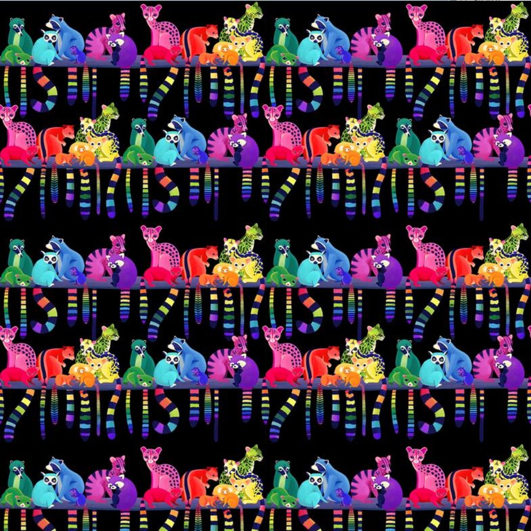 Free Spirit Love in the Wild Fabric - Ringtail Love Night Black - Katy ...
