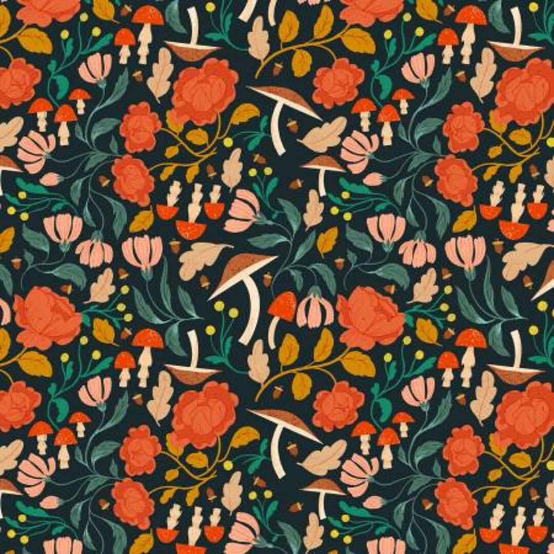 Dear Stella Fabric - Ink Flora - Flora & Fauna - ST-DFG2654-INK ...