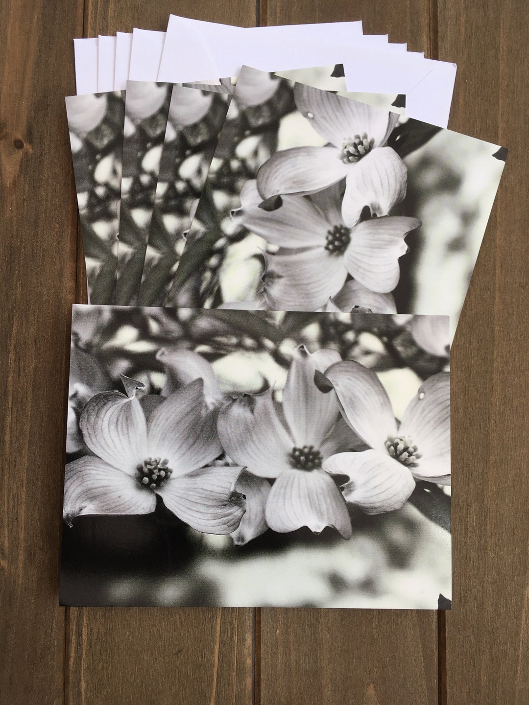 Flower Note Cards, Flat Note Cards, Black and White Card, Flat Cards ...