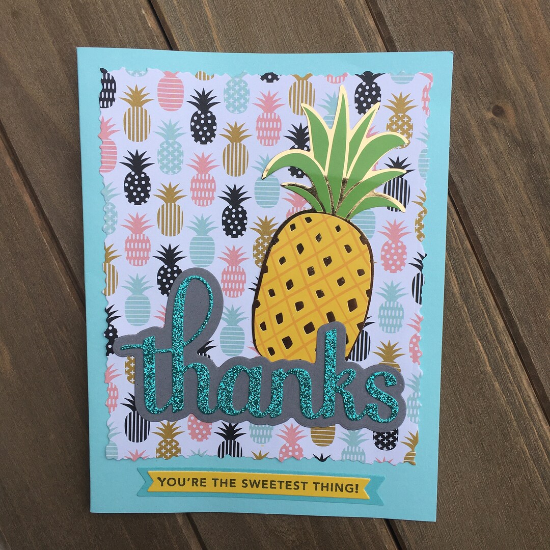 Pineapple Thanks Card, Thank You Card, Blank Thank You Card, Summer ...