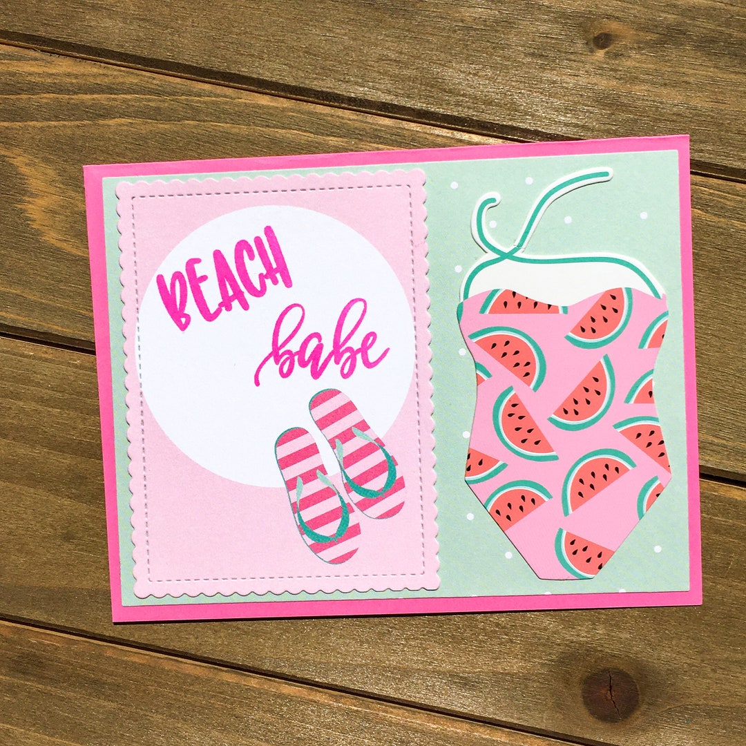 Beach Babe Card, Beach Babe, Summer Themed Card, Summer Fun Card, Beach ...