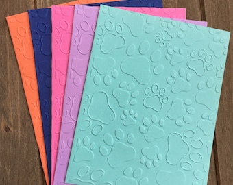 Paw Print Animal Tracks Cards Set of 10 in White or Light Ivory With ...