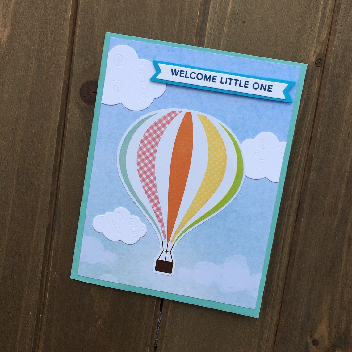 Hot Air Balloon Card New Baby Card Baby Boy Card up up and | Etsy