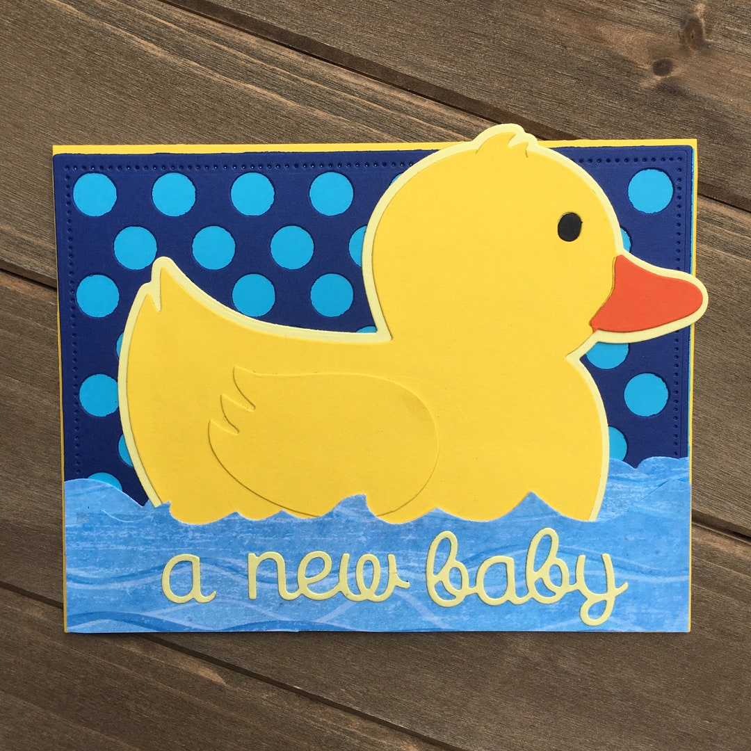 New Baby Duck Card, New Baby Card, Duck Card, Duck Baby Shower, Rubber ...