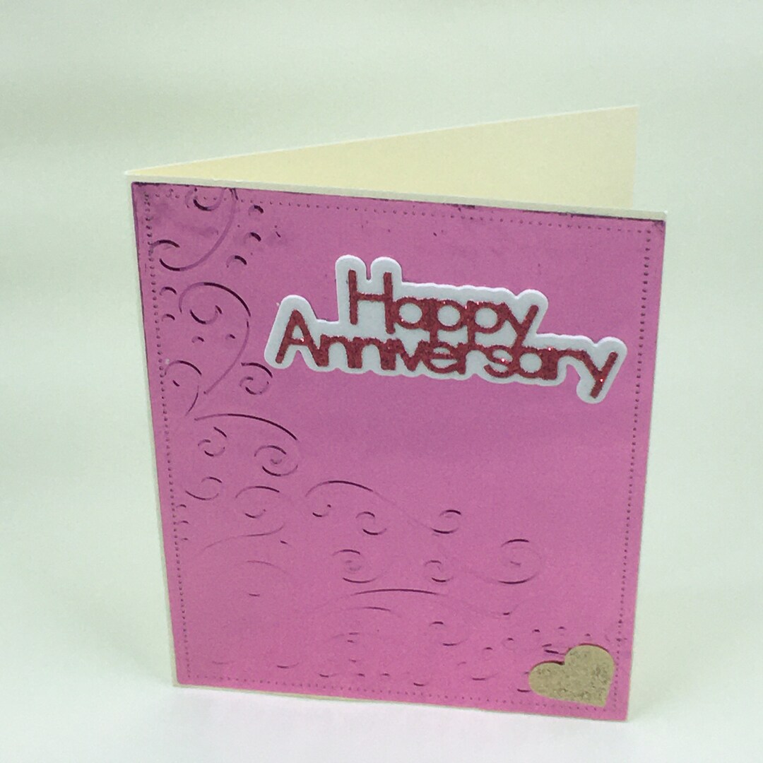Pink Metallic Anniversary Card Anniversary Card First - Etsy